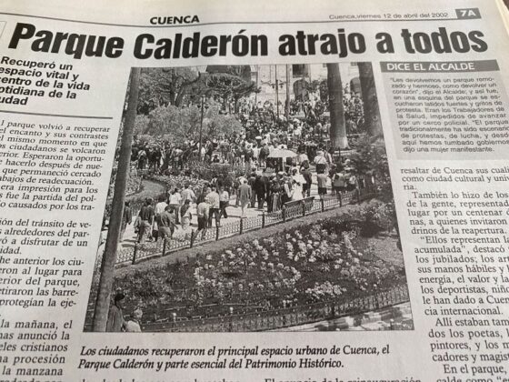 El Parque Calderón y sus cambios a través de los años en Cuenca